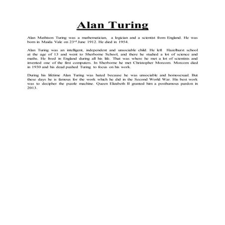 alan turing ppt.pptx biography of alan turing | PPTX
