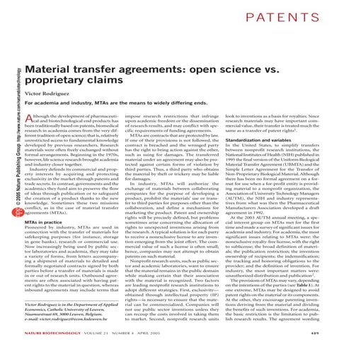Material Transfer Agreements | PDF