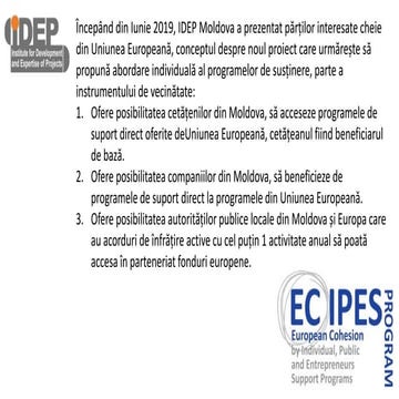 ECIPES Program progres iulie 2019 - noiembrie 2020. IDEP Moldova | PPT