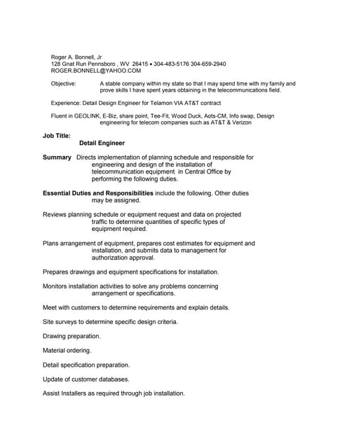 Roger Bonnell Power Point Resume | PPT