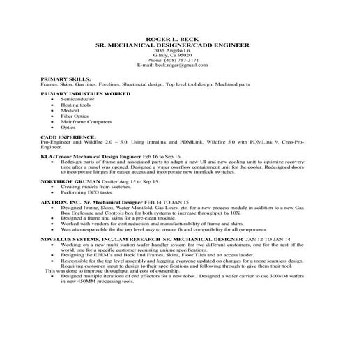 Roger Beck resume | DOC