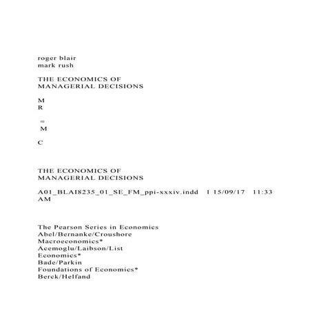 roger blair mark rushTHE ECONOMICS OF MANAGERIAL DECI.docx