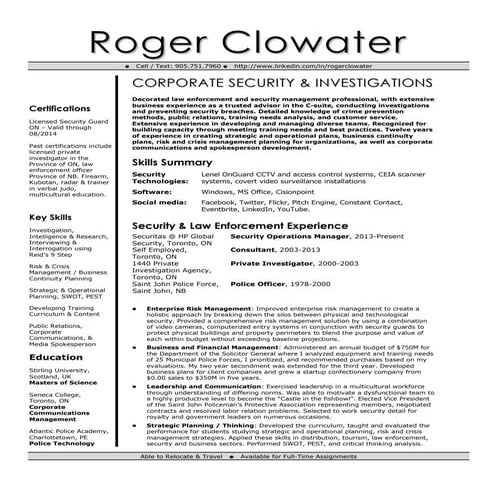Roger Clowater Resume | PDF