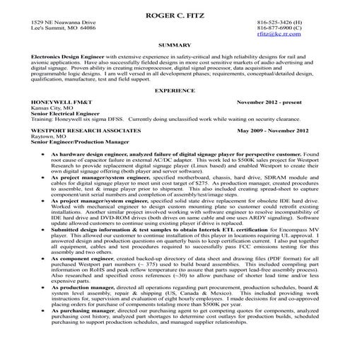 Roger Fitz 2-1-2013 resume | PDF