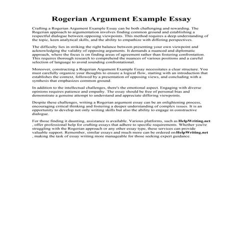 Rogerian Argument Example Essay | PDF