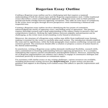 Sample Rogerian Argument Essay. Fresno Pacific University | PDF