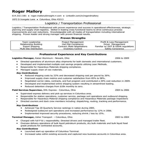 Roger Mallory Resume 08 2010 | PDF