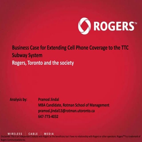 Rogers business case for extending coverage to the ttc subway system | PPT
