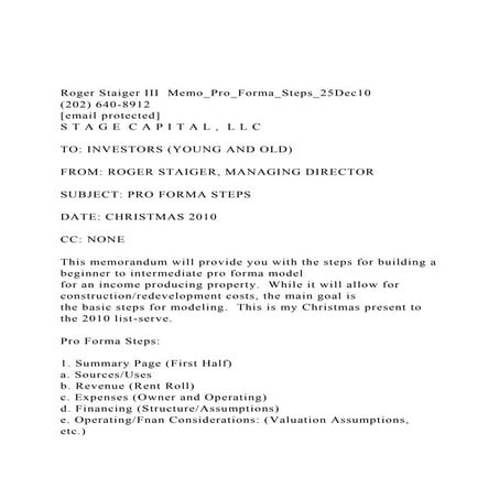 Roger Staiger III Memo_Pro_Forma_Steps_25Dec10 (202) 640-89.docx