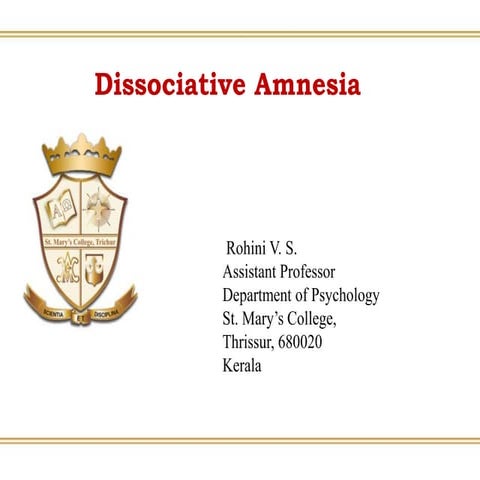 Psychology-Dissociative Amnesia | PPTX