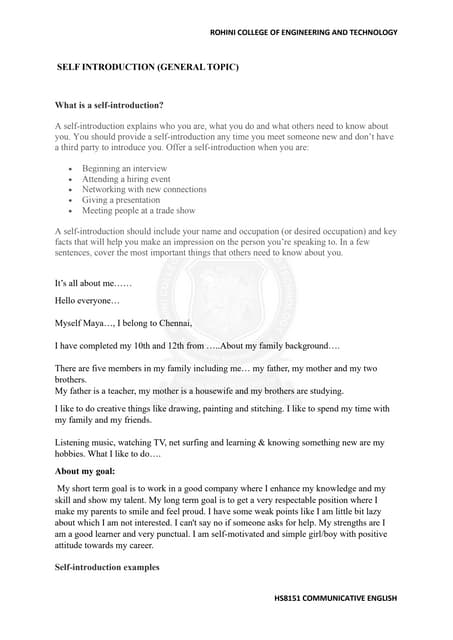 Self introduction (1) | PPTX