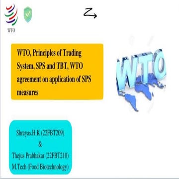 WTO- Principles of trading system, SPS and TBT, WTO agreement on ...