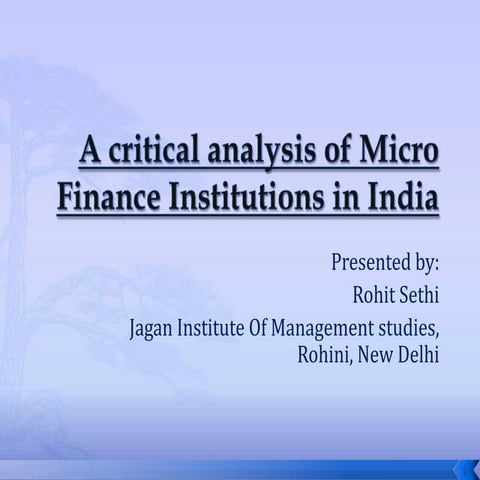 micro finance institution analysis in india | PPTX