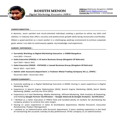Rohith menon - Profile | DOCX
