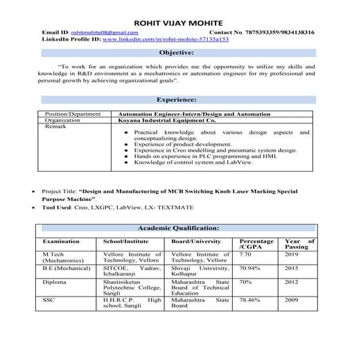 Rohit mohite resume 1 | PDF