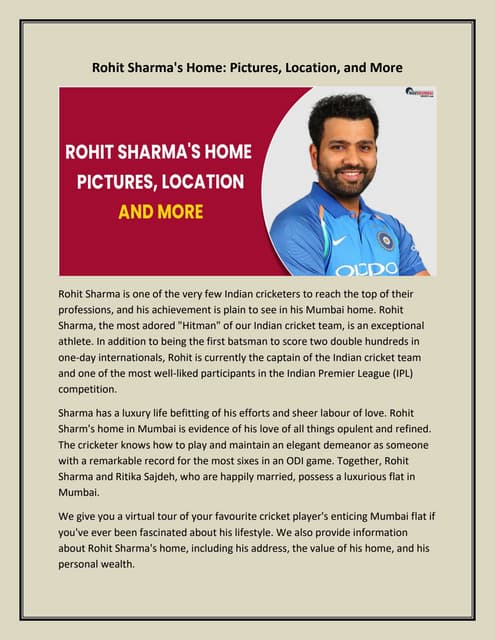 Rohit sharma biography | PPTX | Cricket | Sports