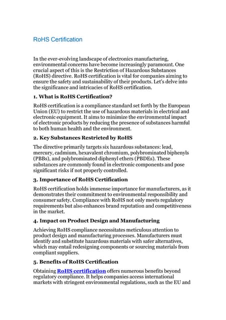 RoHS awareness Training By Manish Dwivedi | PPTX