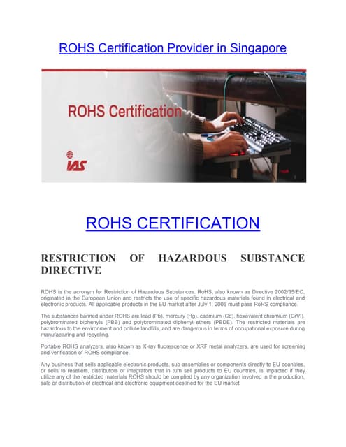 RoHS awareness Training By Manish Dwivedi | PPTX