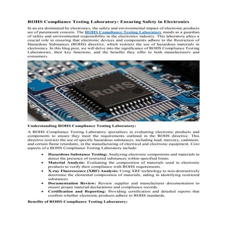 ROHS Compliance Testing Laboratory Ensuring Safety in Electronics.pdf