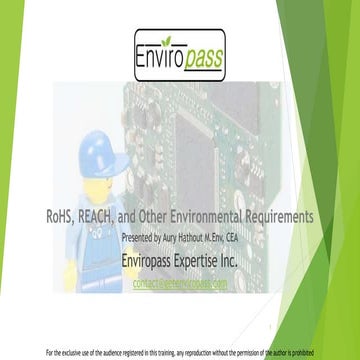 RoHS, REACH, and Other Environmental Requirements | PPTX