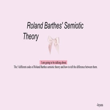 roland barthes semiotic theory- leyara.pptx | Video Production | Content Production