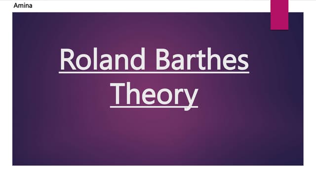 Barthes 5 Codes Theory | PPTX