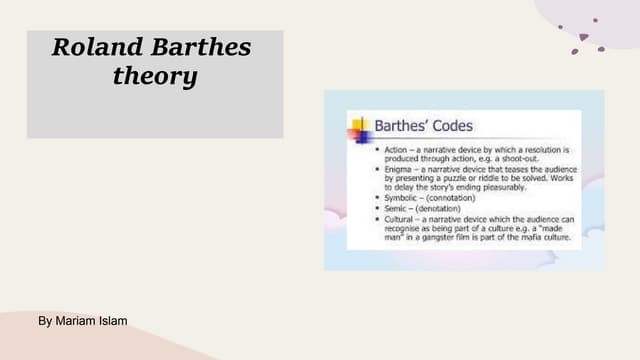 Barthes 5 Codes Theory | PPTX