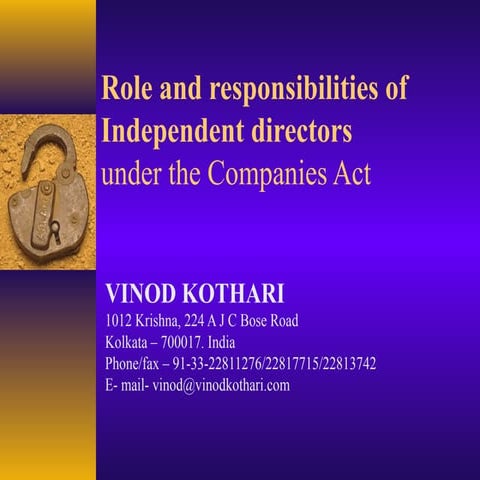 Role and responsibilities of independent directors | PPT