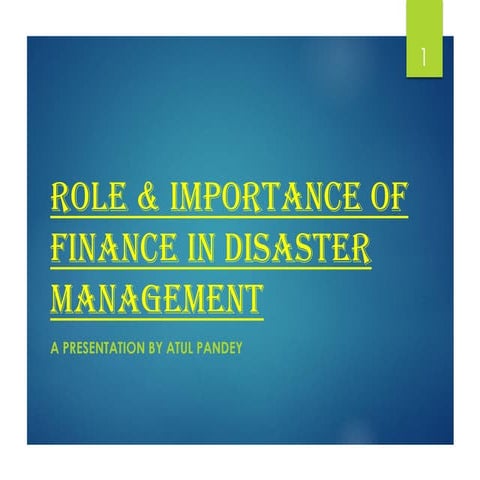 Role & Importance of Finance in Disaster Management | PDF