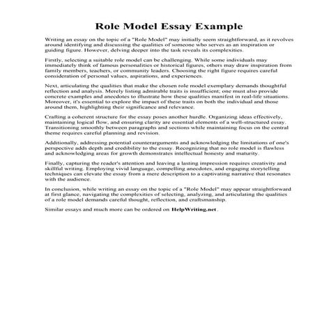 Role Model Essay Example | PDF