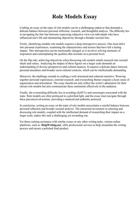 Essay Role Model. Thomas Edison State University | PDF