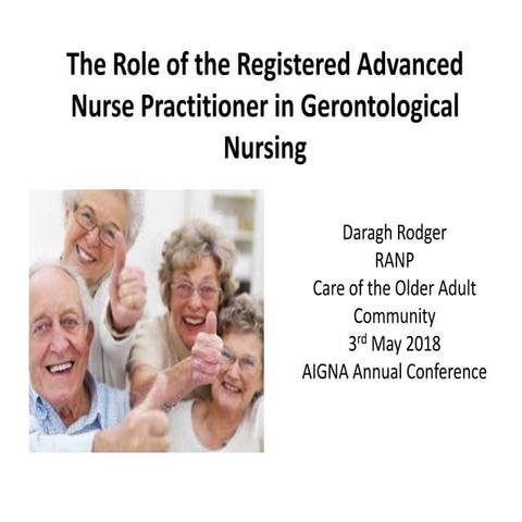 Role of Advanced Nurse Practitioner in Gerontological Nursing | PDF