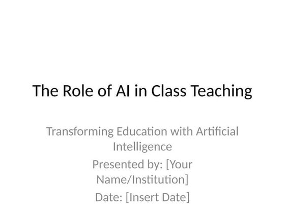 Artificial Intelligence (A.I.) in Schools (PPT) | PPT