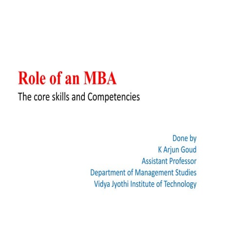 Role of an MBA.ppt | Undergraduate Education | College Education