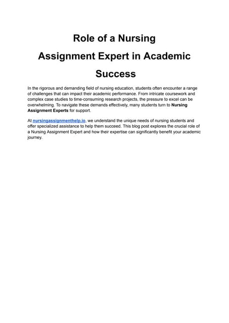 Nursing Assignment Help | PDF