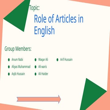 Role of Articles in English.pptx group presentation | PPT