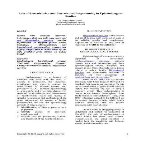 Role of Biostatistician and Biostatistical Programming in ...