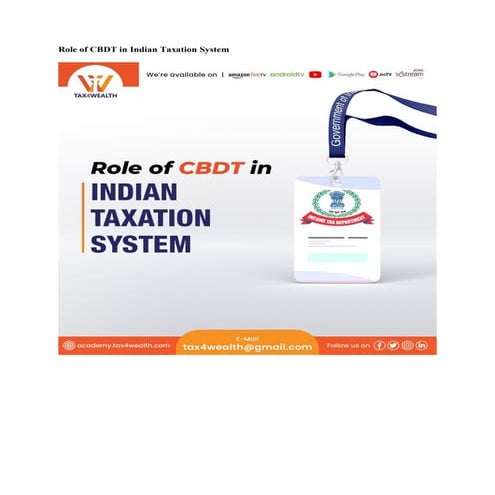 Role of CBDT in Indian Taxation System | Academy Tax4wealth | PDF