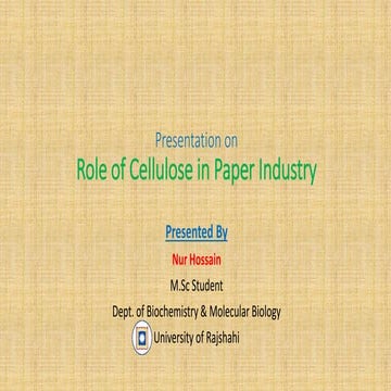Role of cellulose in paper industry | PPTX
