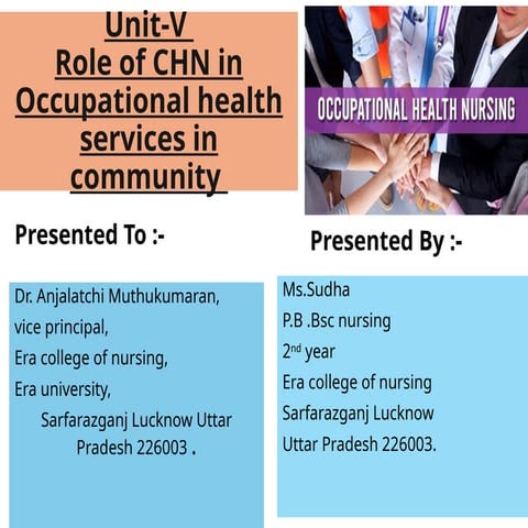 Comprehensive Role of Community Health Nurses in Occupational Health ...