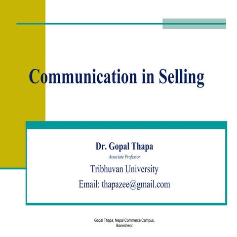 Role of communication in selling | PDF