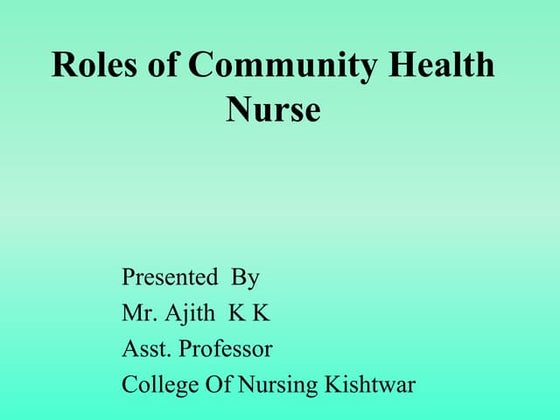 Home visit concept, purpose, principles, role of community health nurse ...