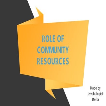 Guidance and Counseling Role of Community Resources | PPTX