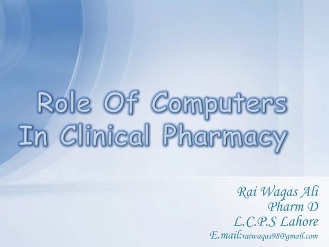 Application of Computers in Pharmacy | PPTX