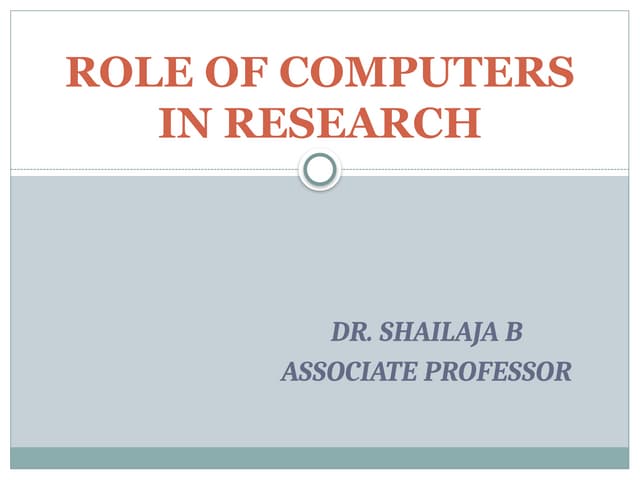 Role of computers in research | PDF