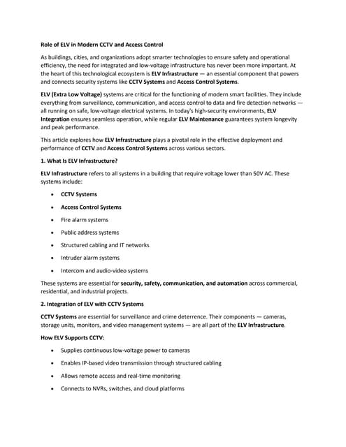 Understanding ELV System Installation: Enhancing Safety And Efficiency ...