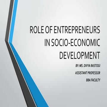 Role of entrepreneurs in socio economic development demo ppt | PPTX