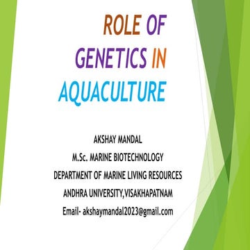 ROLE OF GENETICS AND BIOTECHNOLY IN AQUACULTURE | PPTX