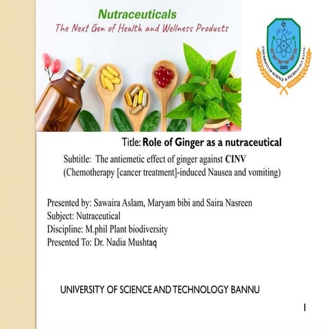 Role of Ginger as a nutraceutical against (CINV).pptx