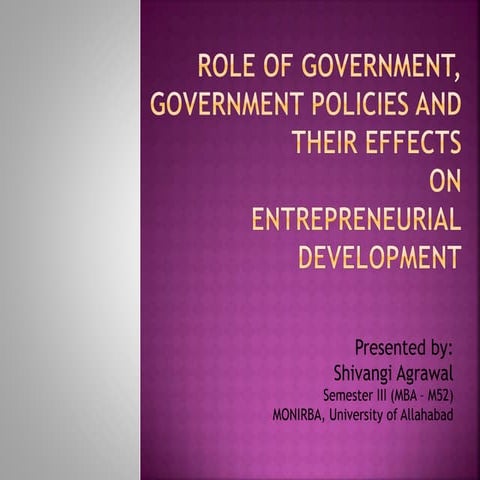 Role of Government and Government Policies in Entrepreneurial ...